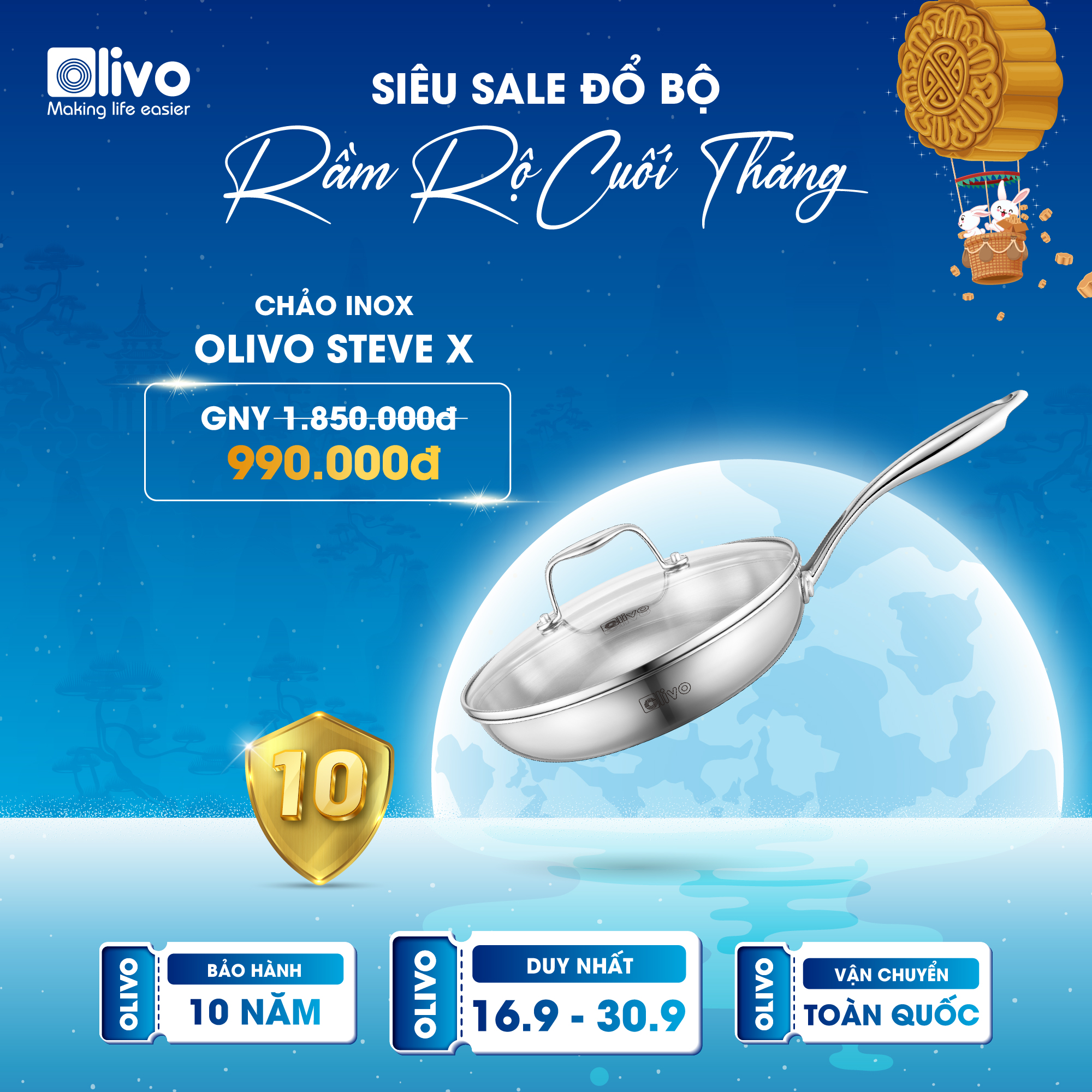 CHẢO 4 LỚP INOX OLIVO STEVE X - Chống Dính Tự Nhiên, Đường Kính 24cm ...