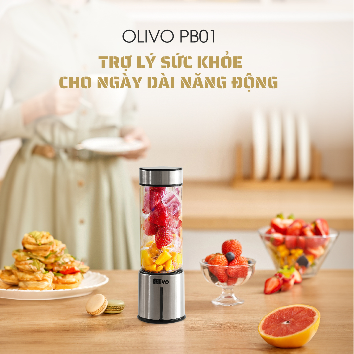 Máy Xay Sinh Tố Cầm Tay OLIVO PB01 - Xay Được Đá Viên, Sạc Pin Sử Dụng ...