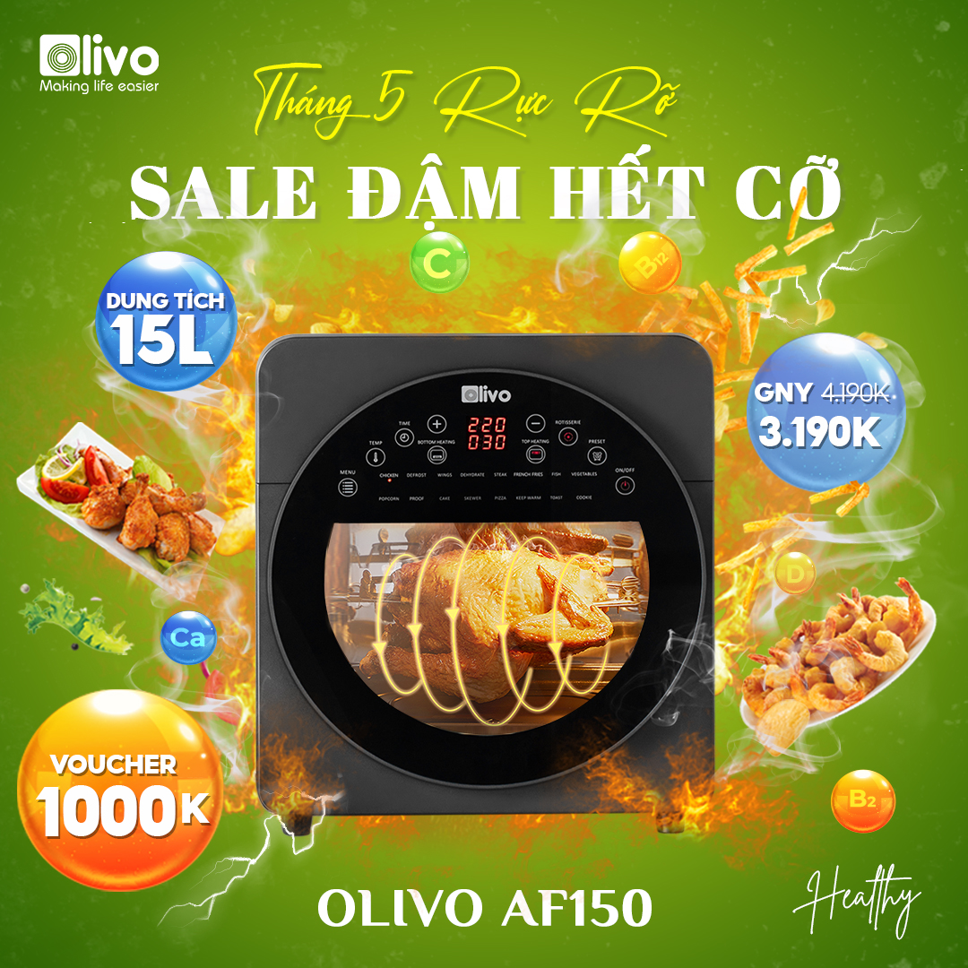 Nồi Chiên Không Dầu OLIVO AF150 - 16 Chức Năng - Dung Tích 15L - Công ...