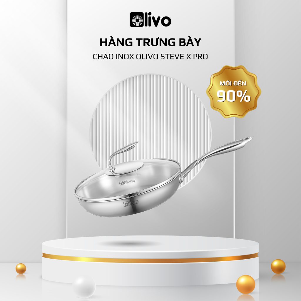 Chảo INOX OLIVO STEVE X PRO - Chống Dính Tự Nhiên, Đáy 5 Lớp, Đường ...